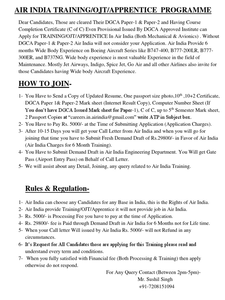 Air India Training Programme | PDF | Apprenticeship | Aeronautics