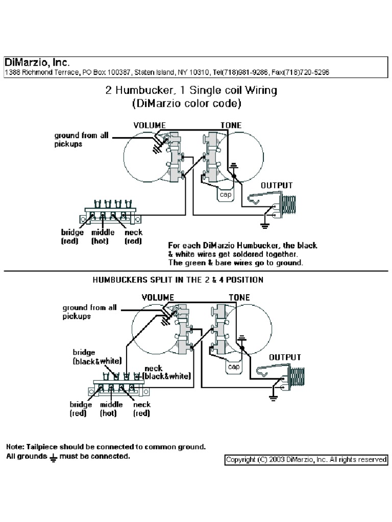 Electric Guitar Dimarzio Pickup Wiring