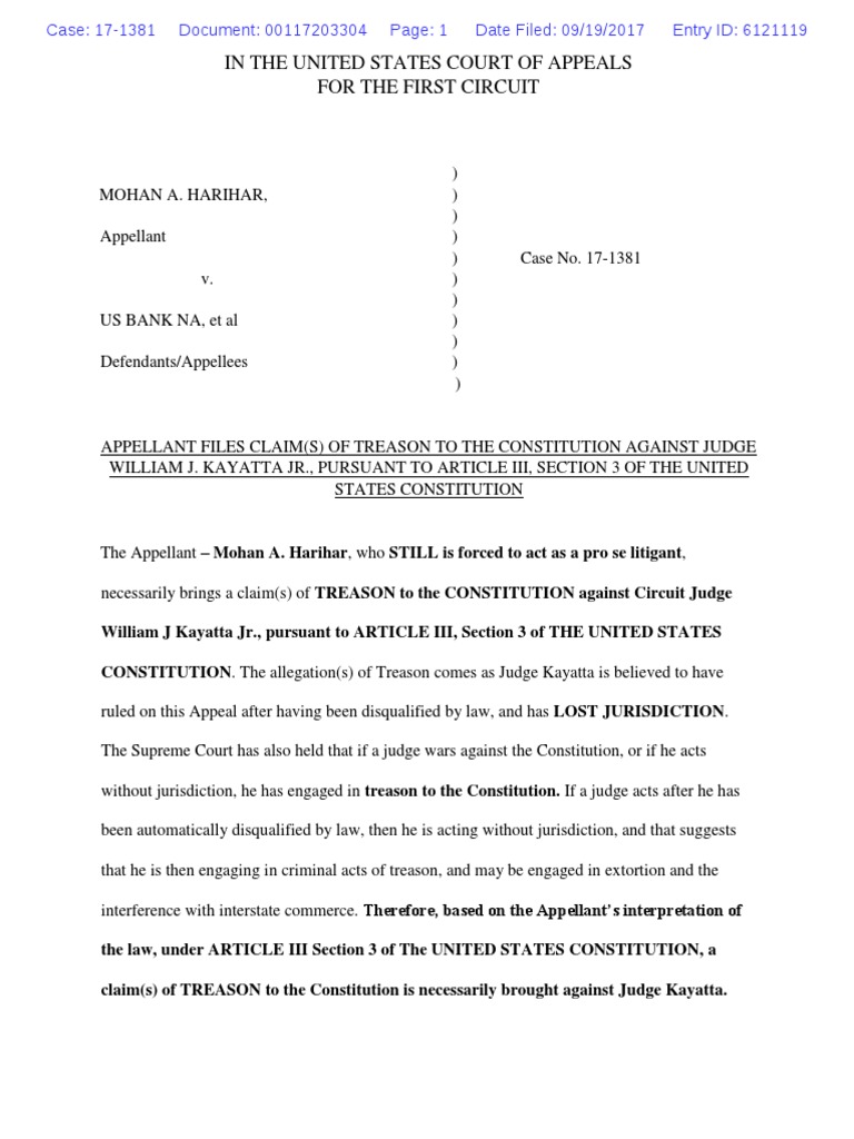 Treason Claims Brought Against 3rd Federal Judge Tied To $42B Lawsuit ...