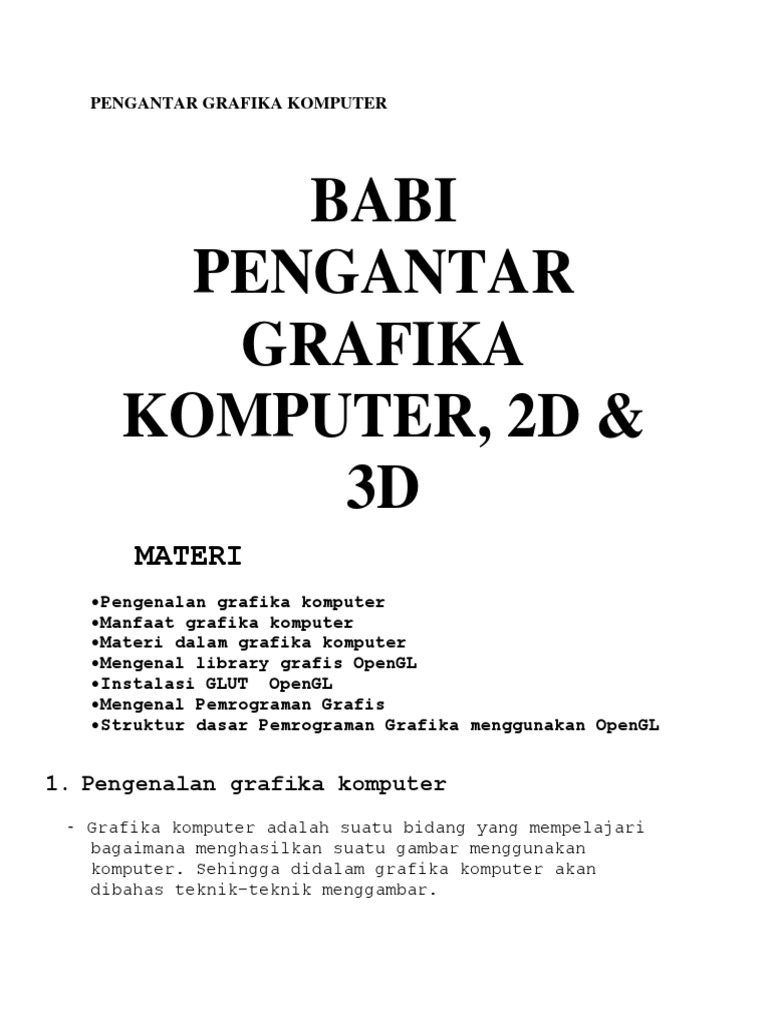 Pengenalan Grafika Komputer dan OpenGL | PDF | Metode & Bahan Ajar ...