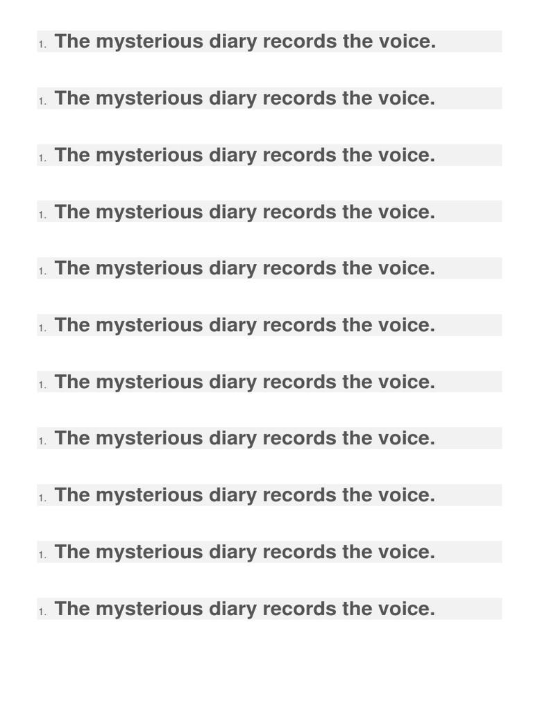 The Voice in the Mysterious Diary | PDF