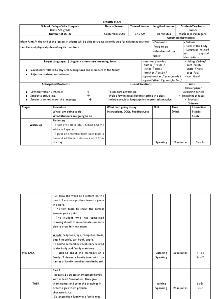 Lesson Plan 1 | PDF | Lesson Plan | Linguistic Morphology