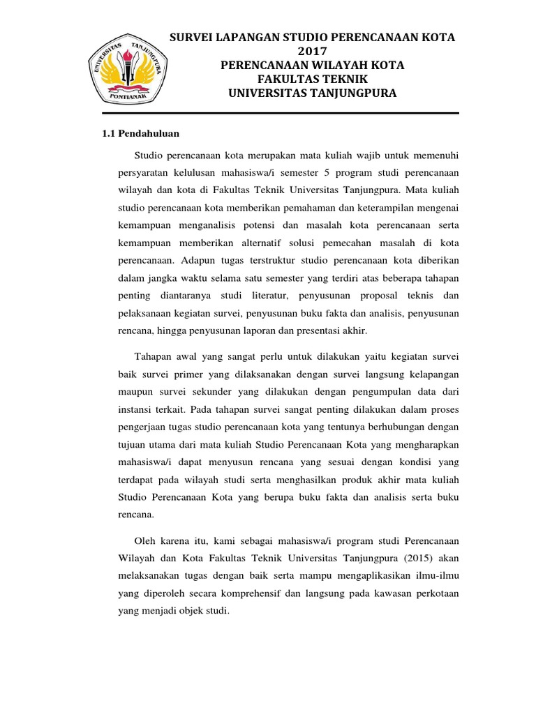 Proposal Studio Perencanaan Kota | PDF