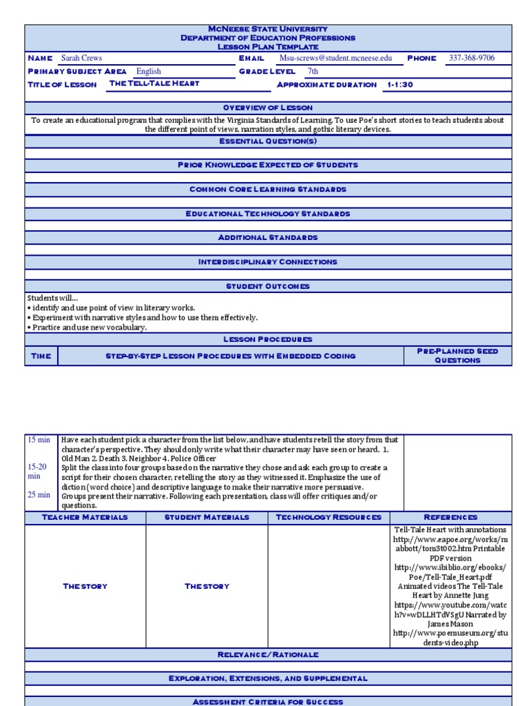 Lesson Plan | PDF | Narrative | Lesson Plan