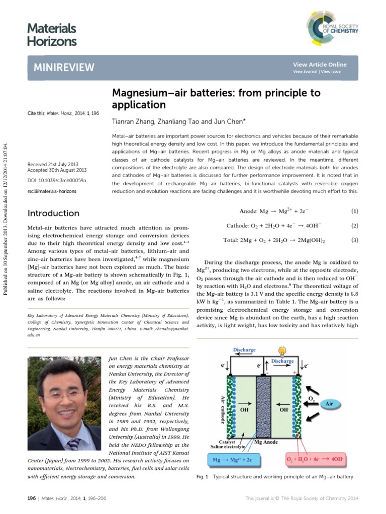 Mg-Air Batteries | PDF | Battery (Electricity) | Electrochemistry