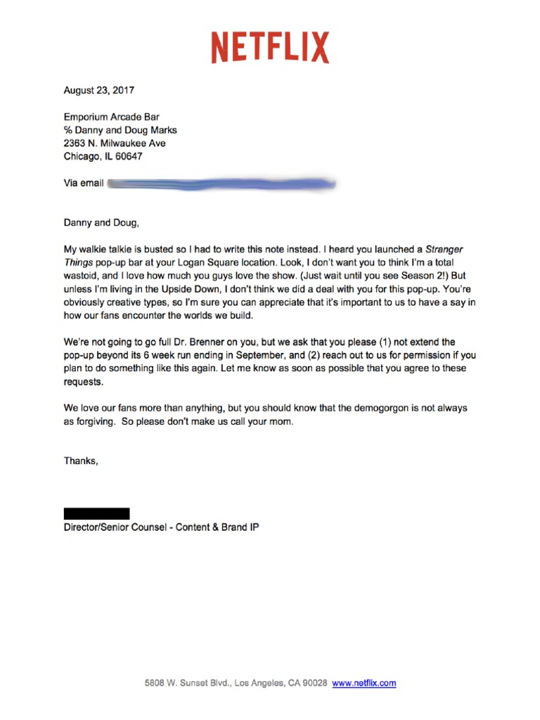 Netflix Letter 'Stranger Things' Pop-Up Bar | PDF
