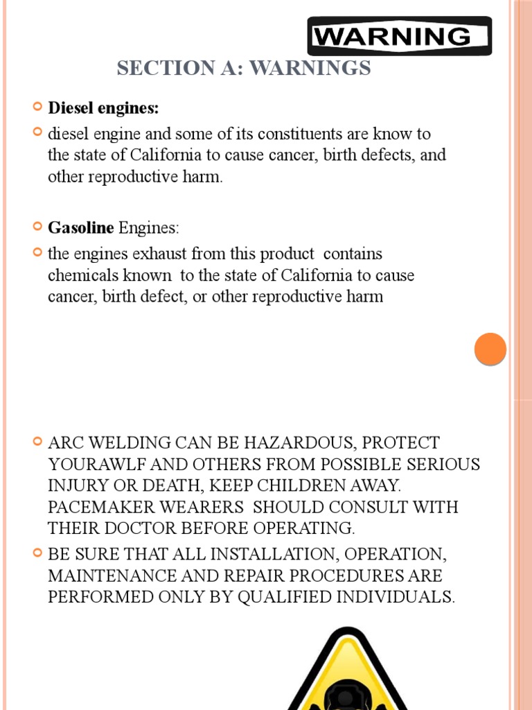 Safety Warnings and Precautions for Operating Diesel and Gasoline ...