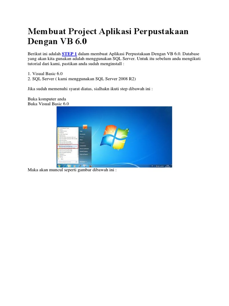Membuat Project Aplikasi Perpustakaan Dengan VB 6 | PDF