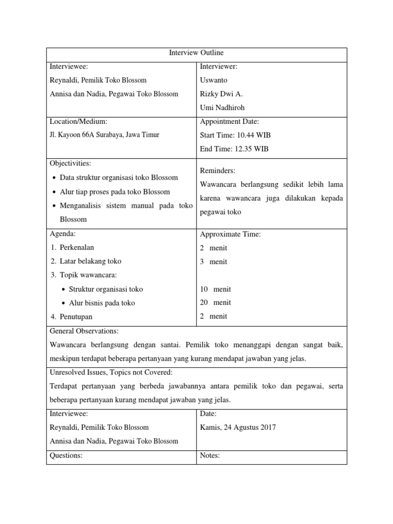 Interview Outline - (009, 017, 022) | PDF