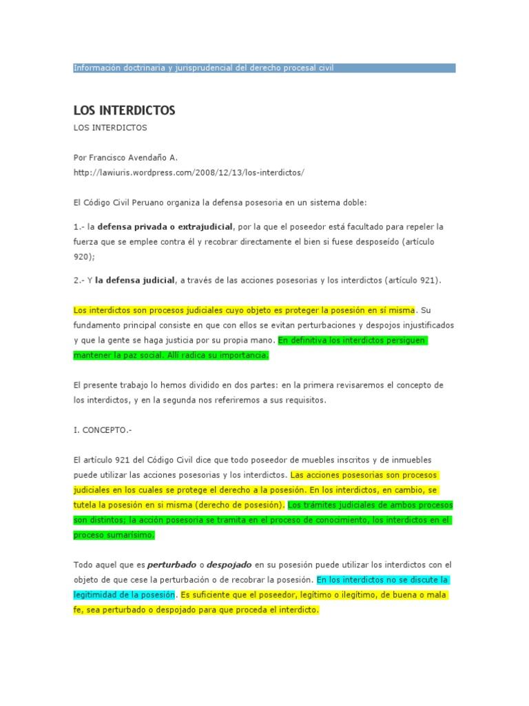 Interdict Os | PDF | Posesión (Ley) | Propiedad