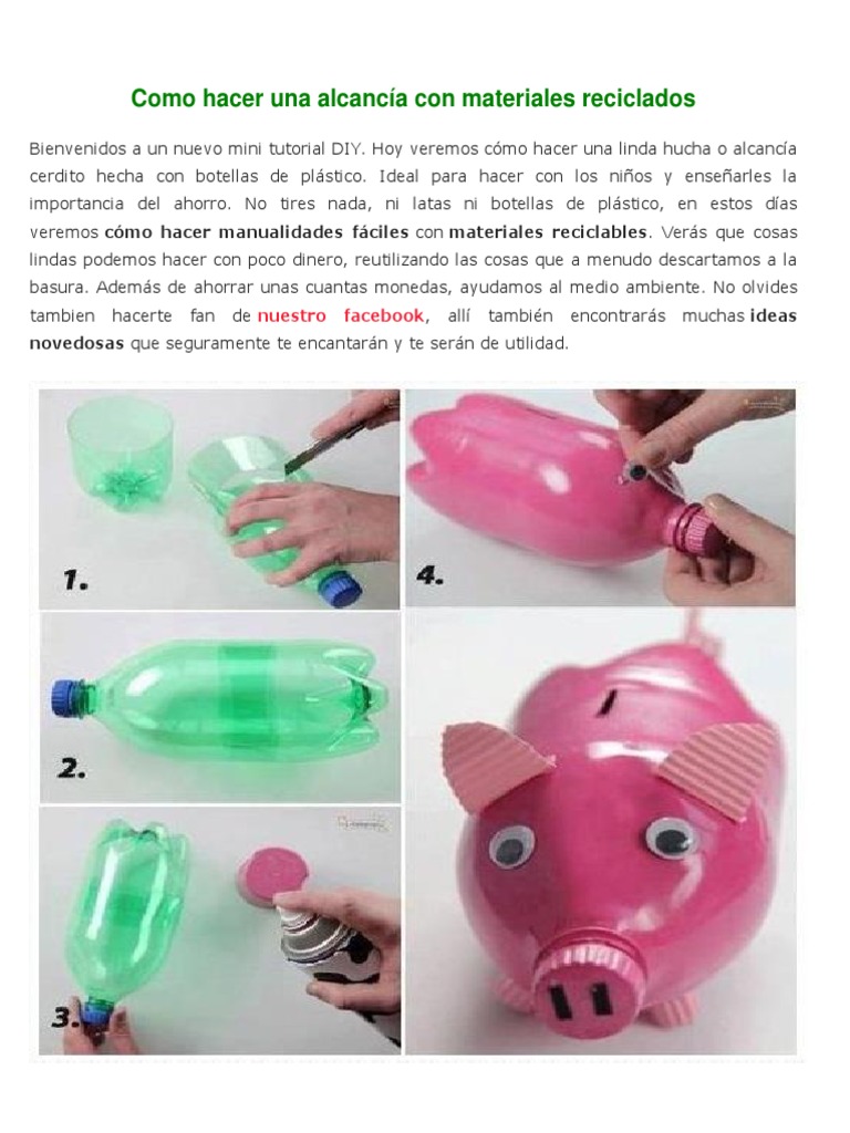 Como Hacer Una Alcancía Con Materiales Reciclados | PDF