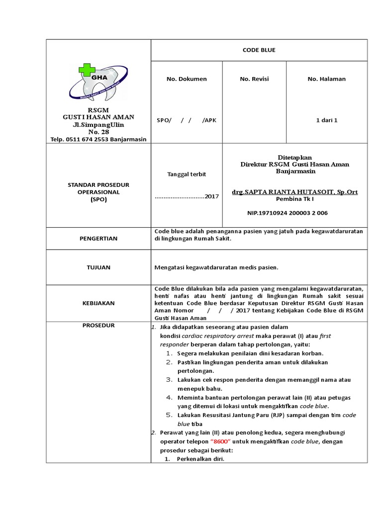 SOP Code Blue | PDF