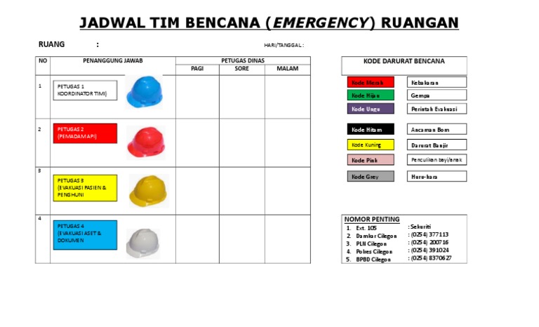 Papan Jadwal Tim Bencana Ruangan | PDF