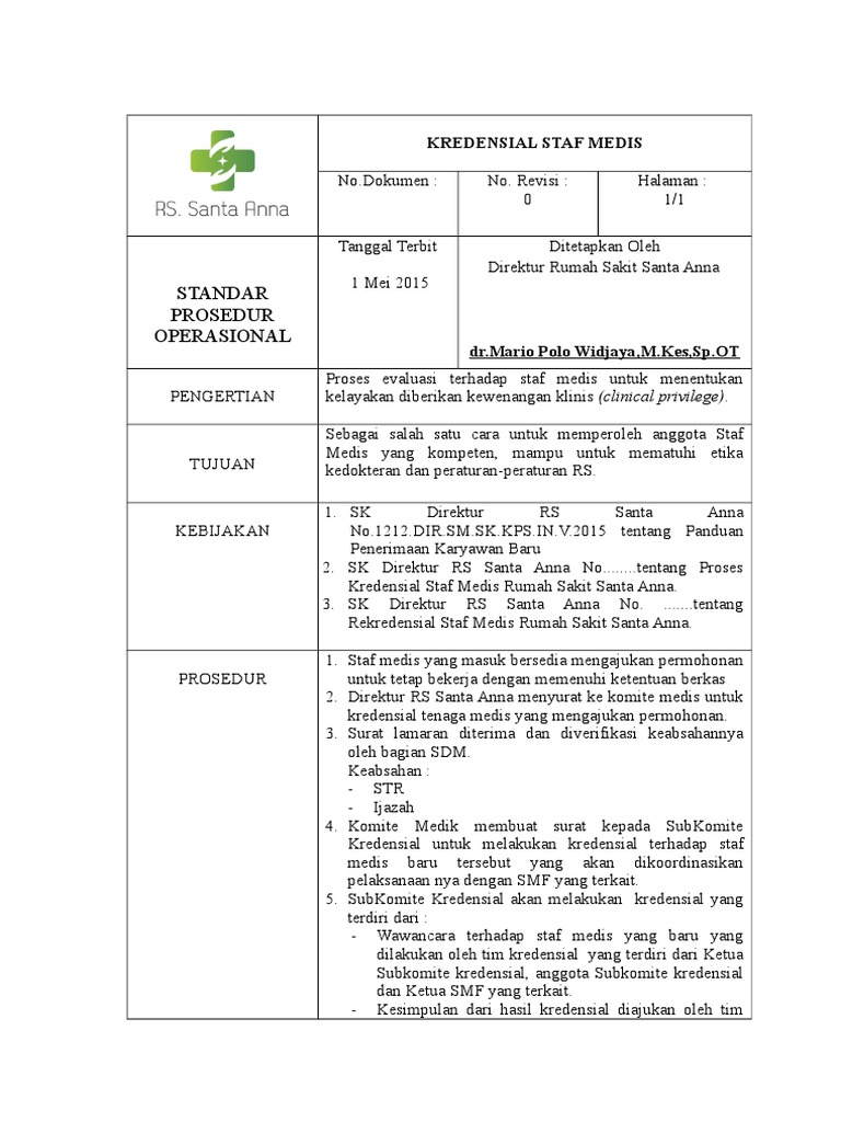 SOP Kredensial Awal Dan Rekredensial | PDF