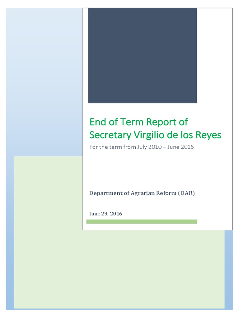 Secretary - S End of Term Report-Final | PDF | Land Reform | Land ...