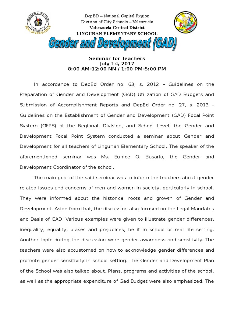Narrative Report | PDF | Gender And Development | Gender