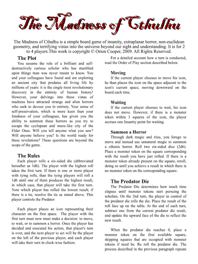 The Madness of Cthulhu | PDF