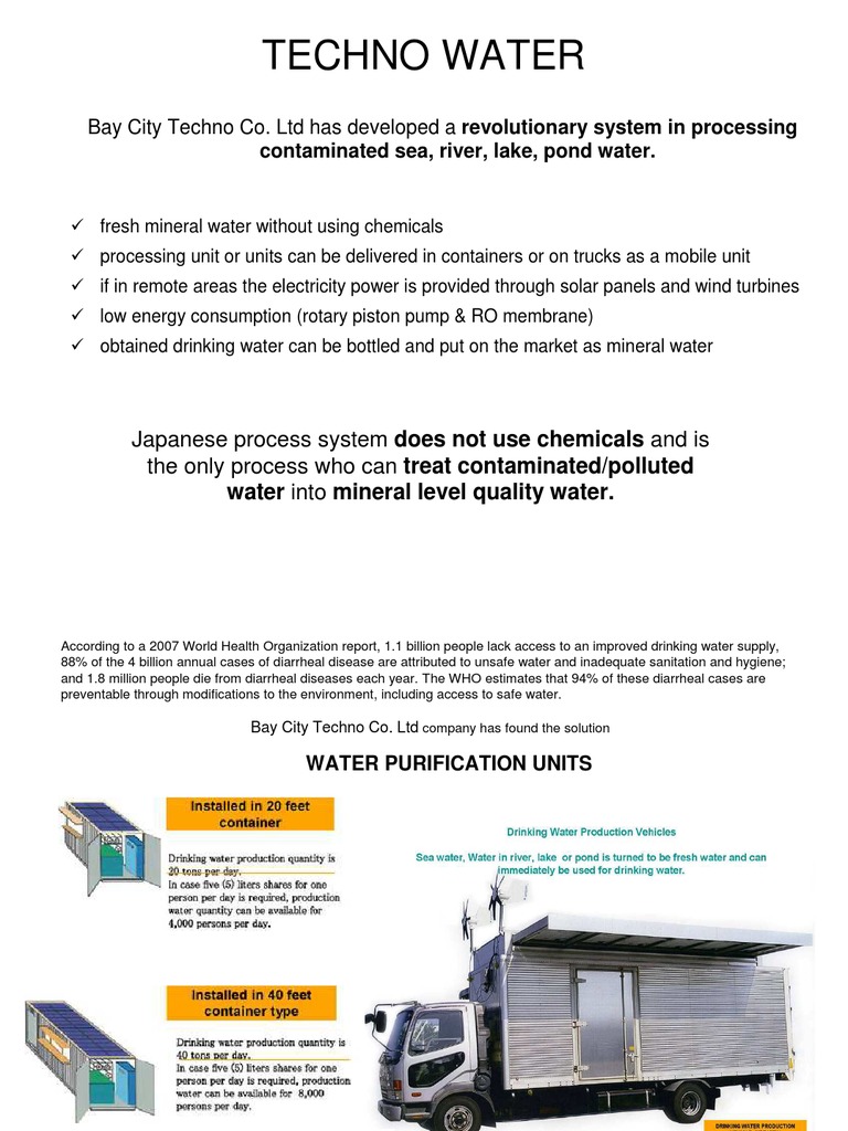 Techno Water Presentation | PDF | Water Purification | Water