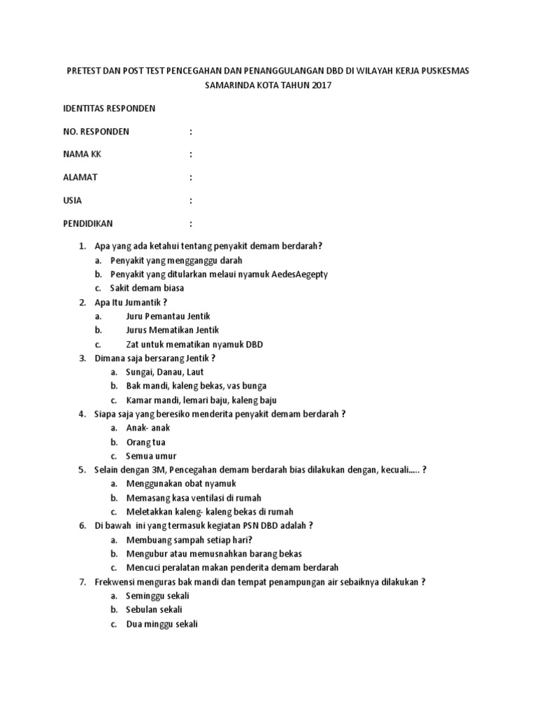 Pretest Dan Post Test | PDF