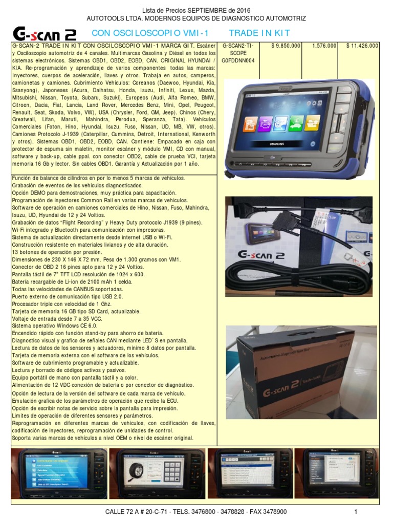 G-Scan Scope Septiembre Trade in | PDF | USB | Batería (electricidad)