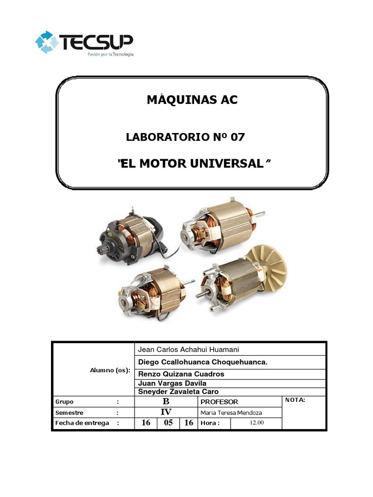Motor Universal | PDF | Corriente eléctrica | Energia electrica