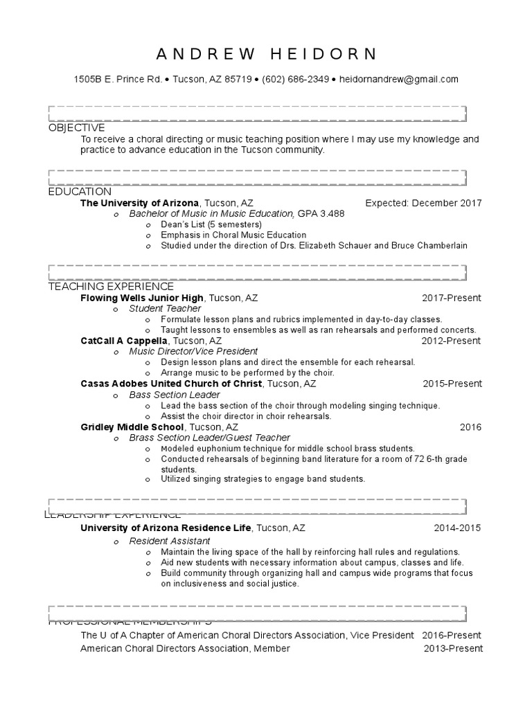 Teaching Resume | PDF | Choir | Music Education