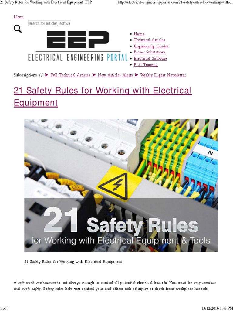 21 Safety Rules for Electrical Installation | Electricity | Physical ...