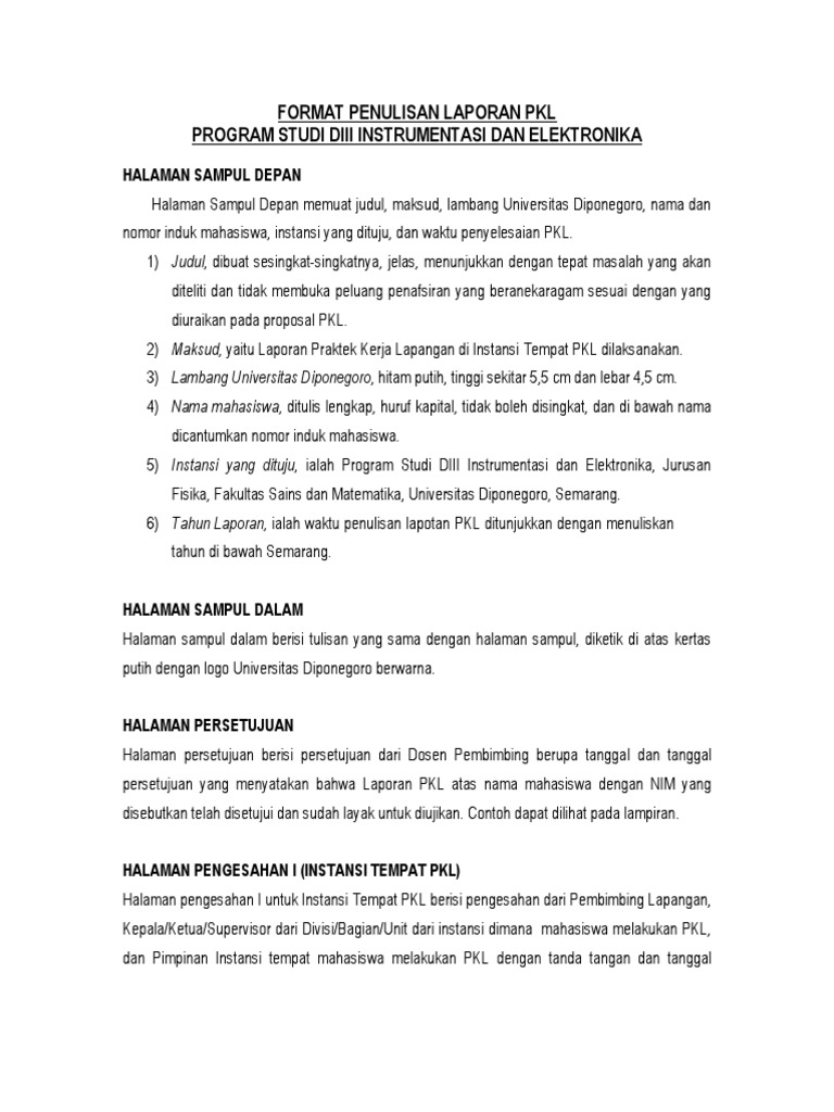 Format Penulisan Laporan PKL Rev.2017 | PDF