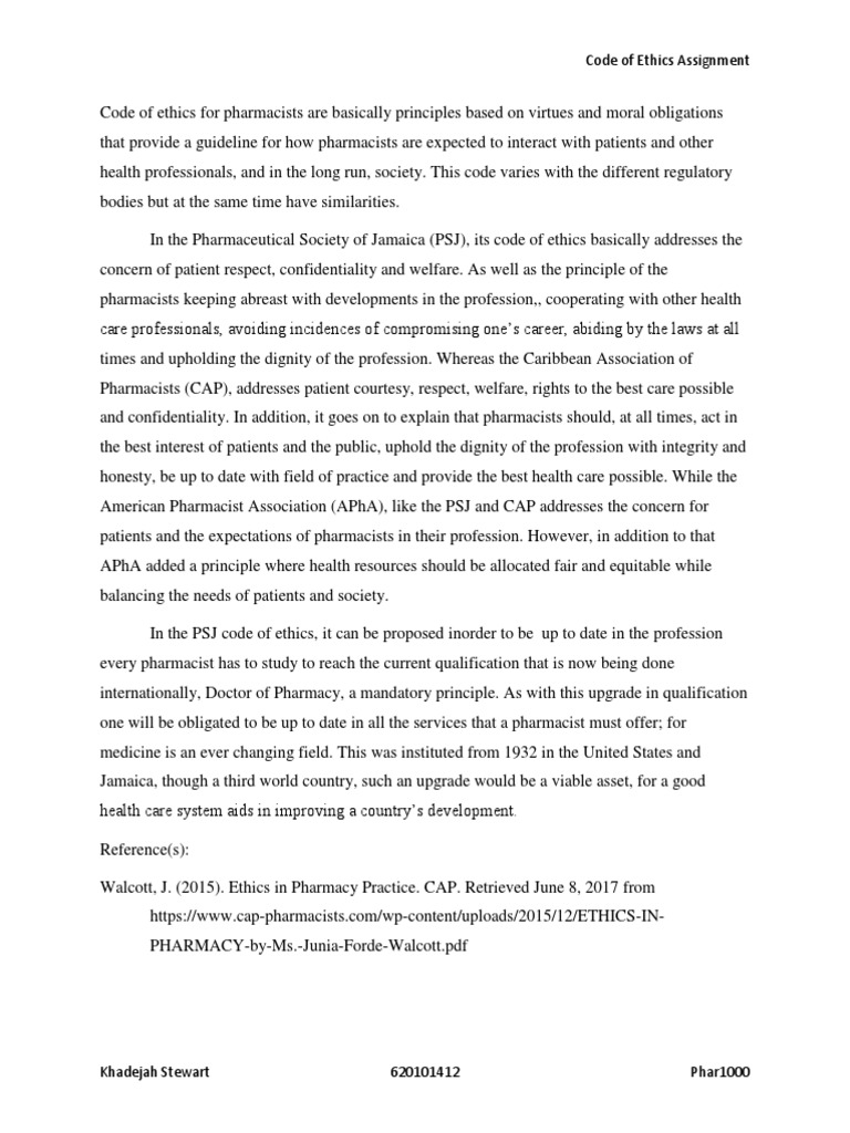 PSJ Code of Ethics for Pharmacists | PDF | Pharmacy | Pharmacist