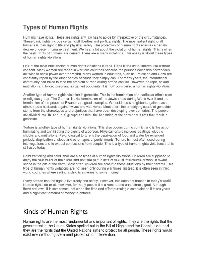 Types of Human Rights | PDF | Human Rights | Rape