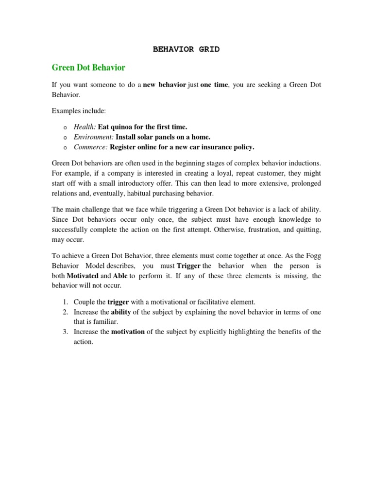 Behavior Grid | PDF | Habits | Motivation