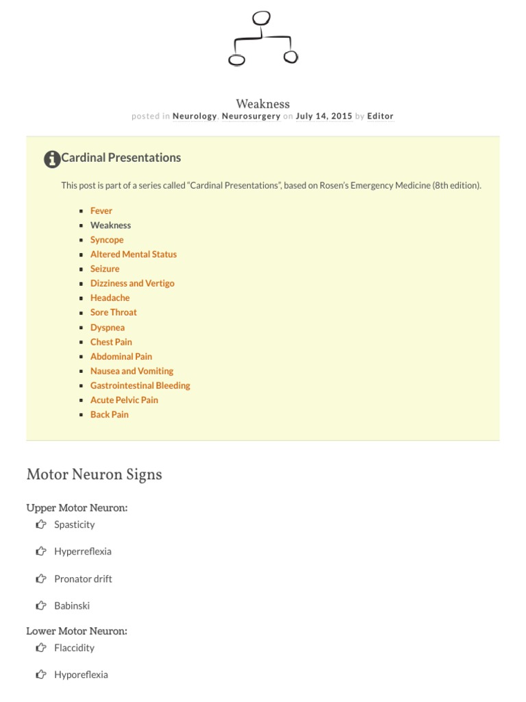 Differential Diagnosis of Weakness | PDF | Spinal Cord | Human Anatomy