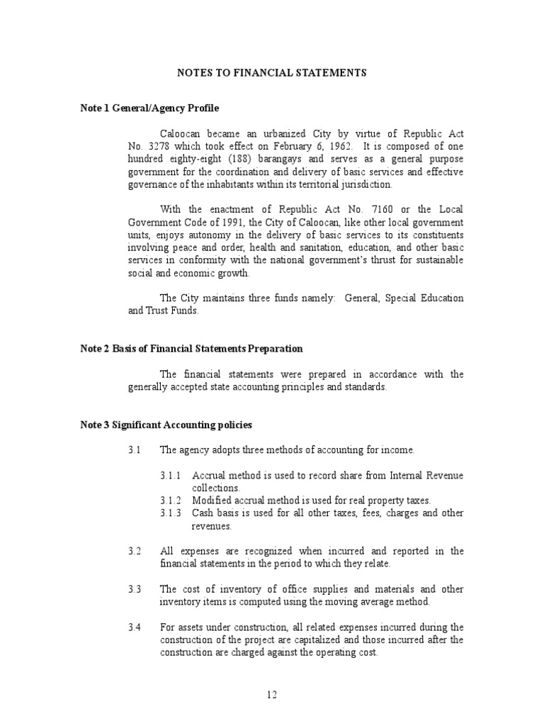 Caloocan Financial Statement Overview | PDF | Financial Statement | Accrual