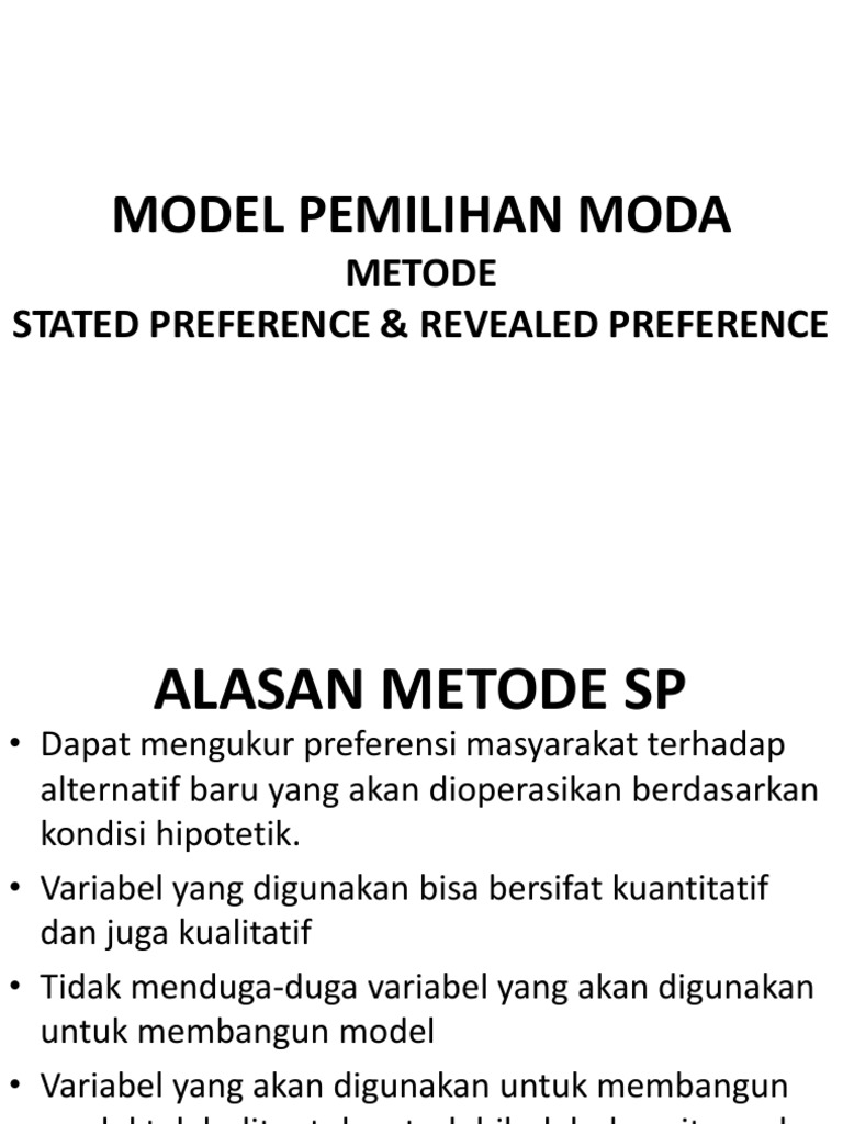 Metode Pemilihan Moda SP DAN RP | PDF | Bisnis