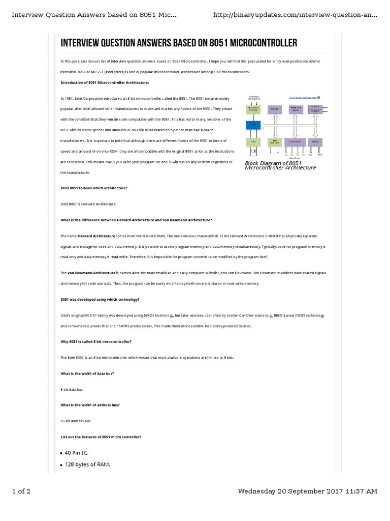 Interview Question Answers Based On 8051 Mic.. | PDF | Microcontroller ...