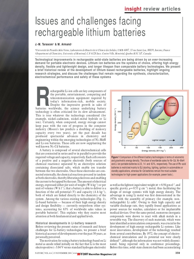 Tarascon 2001-Issues and Challenges Facing Rechargeable Lithium ...