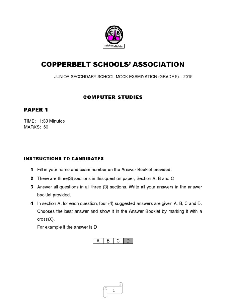GRADE 9 COMPUTER STUDIES Answers | PDF | Test (Assessment) | Schools
