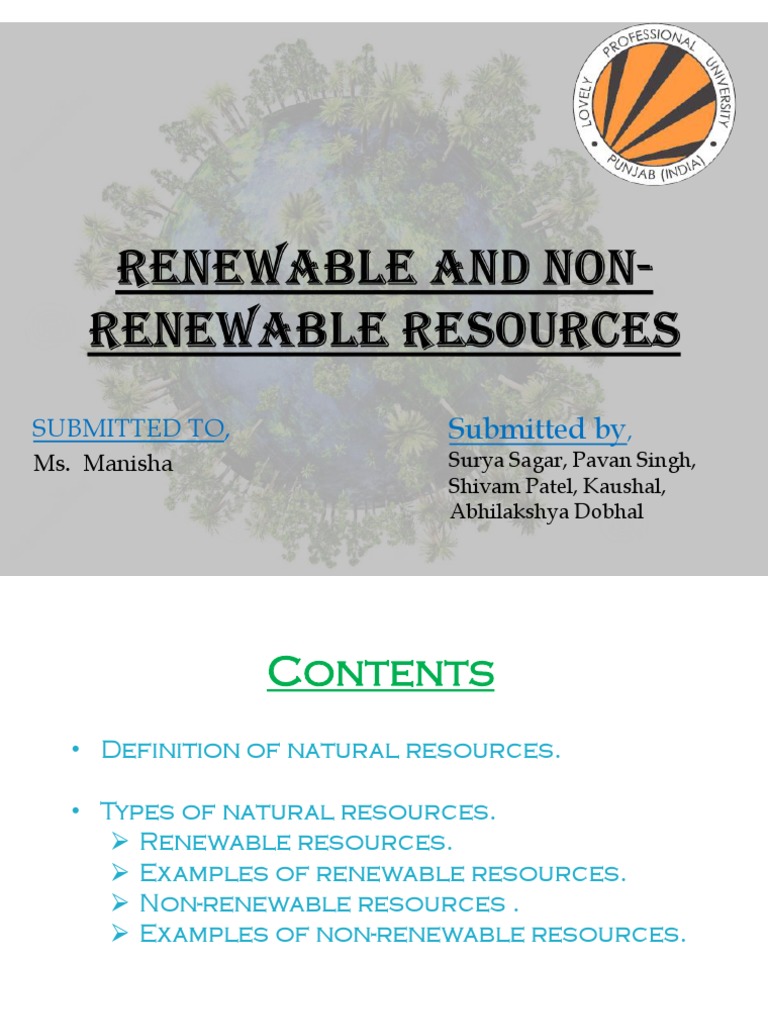 Renewable and Non-Renewable Resources | PDF | Solar Energy | Renewable ...