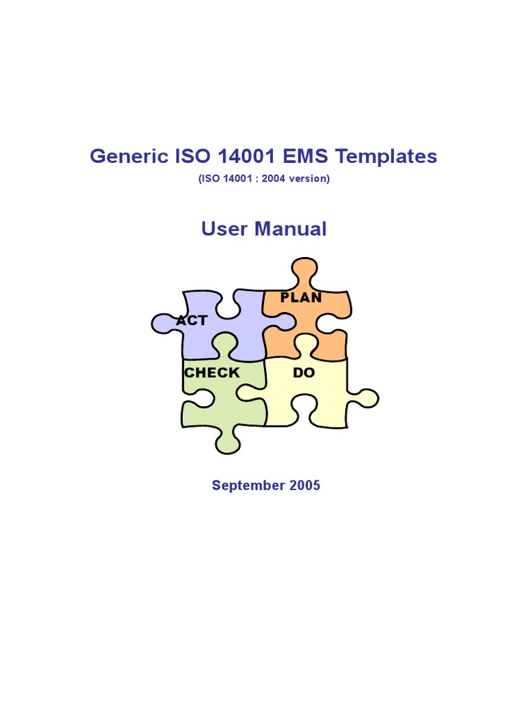 Generic ISO 14001 EMS Templates: ACT Plan | PDF | Environmental Policy ...