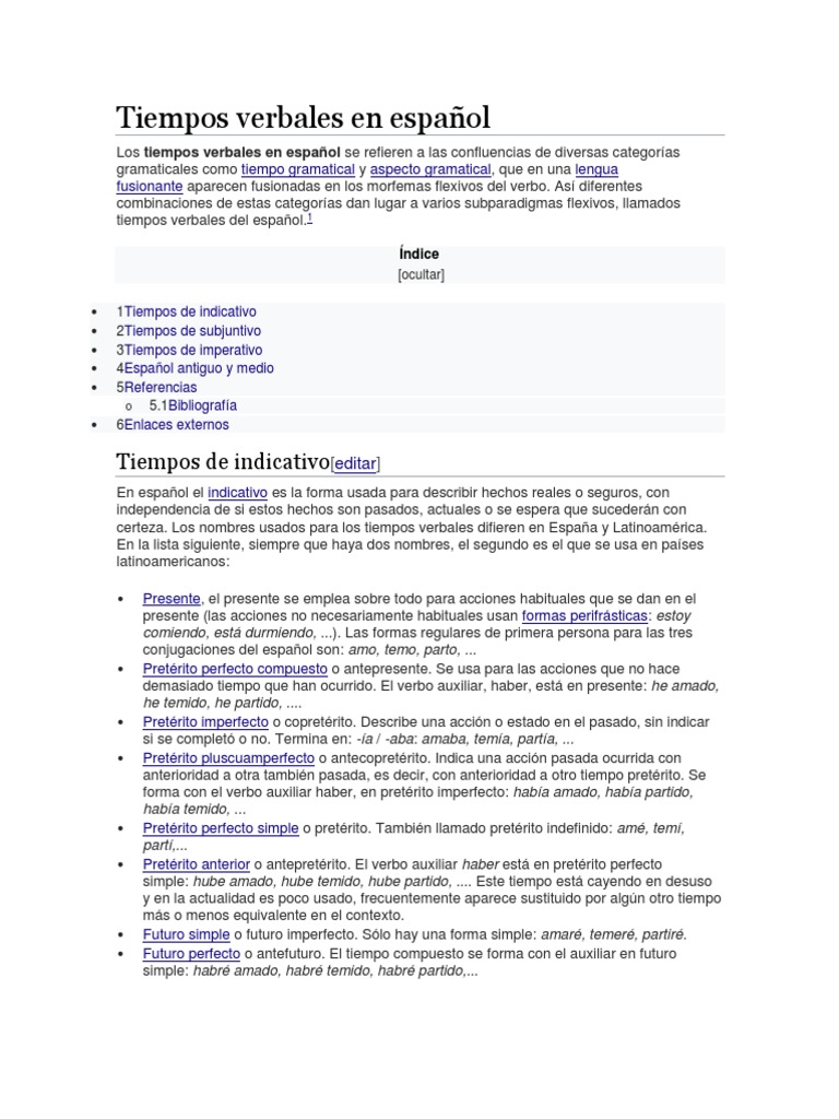 Tiempos Verbales en Español | PDF | Verbo | Lengua española
