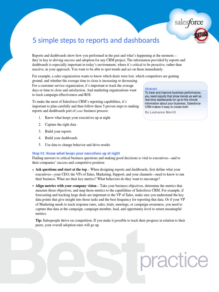 5 Steps to Salesforce Reports & Dashboards | PDF | Salesforce.Com | Sales