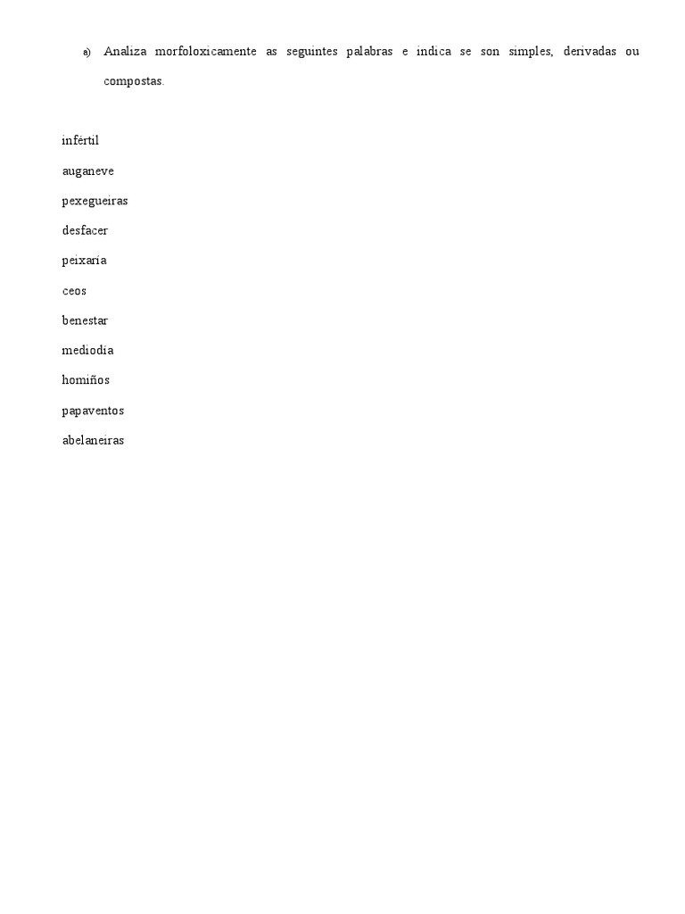 Palabras Simples Derivadas Compostas | PDF