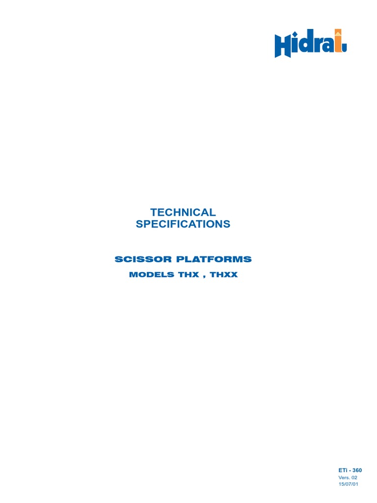 Hidral Scissor Platform Specifications | PDF | Pipe (Fluid Conveyance ...