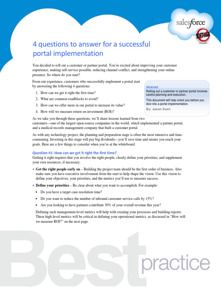 4 Questions To Answer For A Successful Portal Implementation | PDF ...