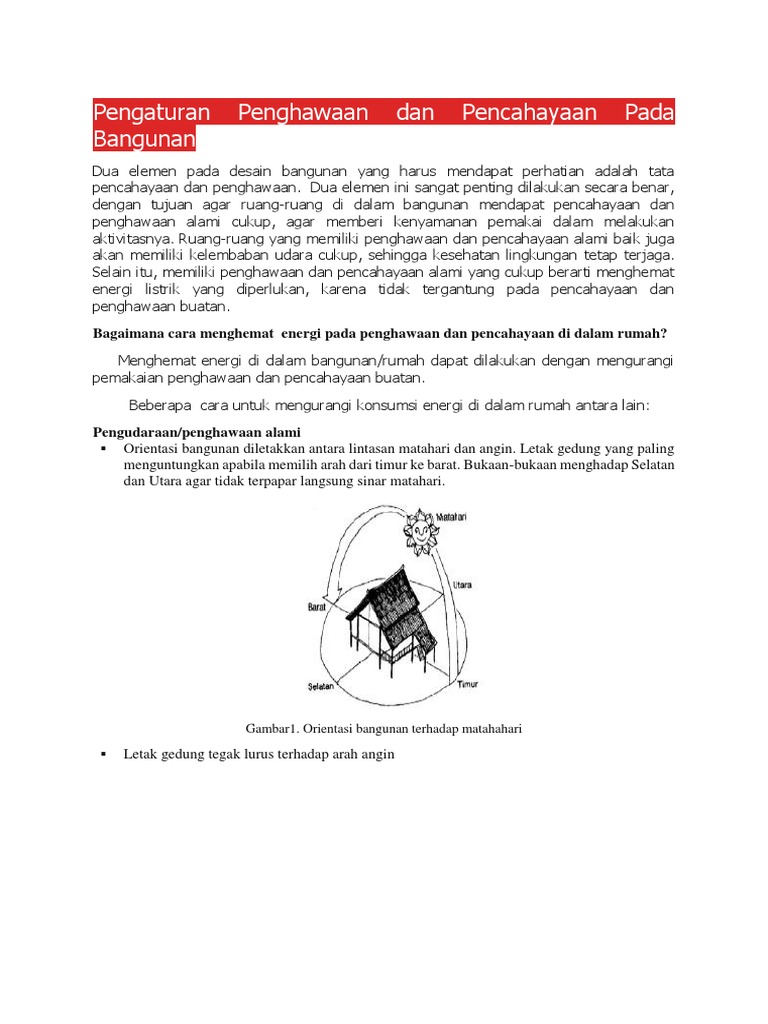 Optimalisasi Pencahayaan dan Penghawaan | PDF