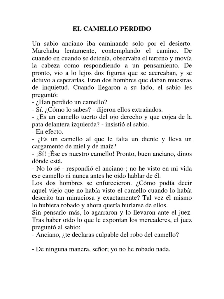 El Camello Perdido, Cuento | PDF | Ocio