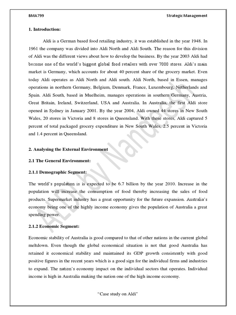 Strategic Analysis ALDI Nandeesh | PDF | Strategic Management | Retail