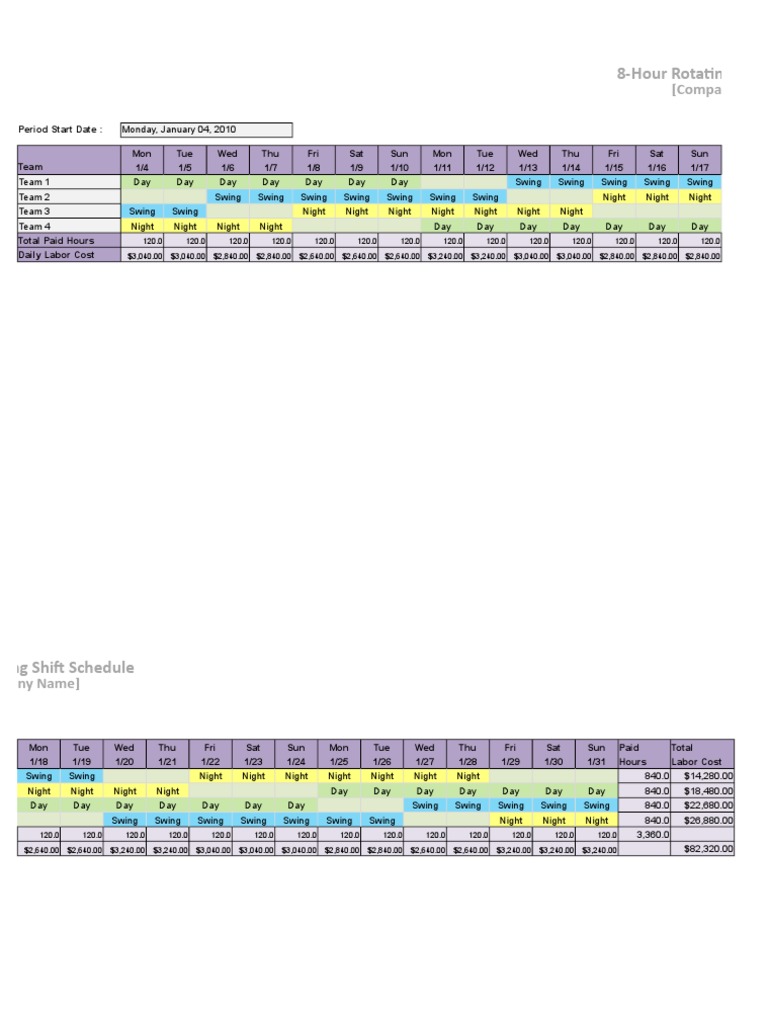 8-Hour Rotating Shift Schedule1 | PDF | Working Conditions | Employee ...