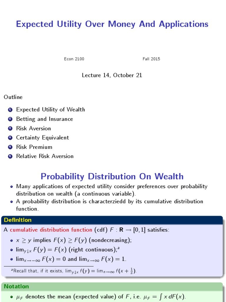 Expected Utility and Risk Aversion | PDF | Utility | Risk Aversion