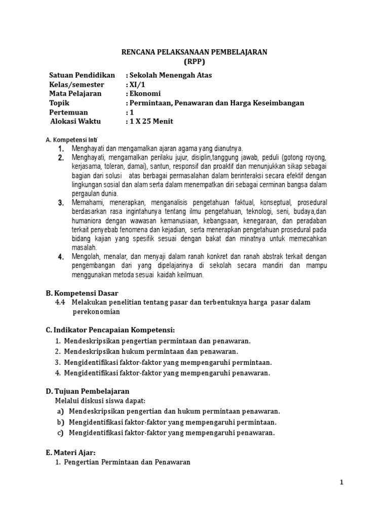 Contoh Susunan RPP | PDF